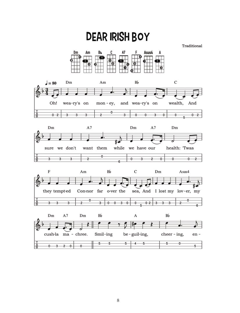 Old-Time Irish Songs - Mandolin Songbook for Beginners with Tabs and Chords